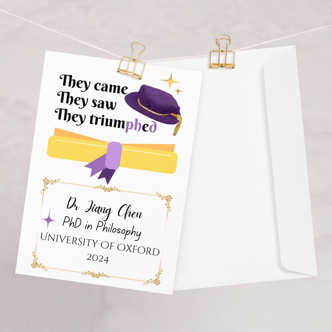 Gender Neutral Phd Graduation Card for Phd Graduate Dr Card for Phd ...