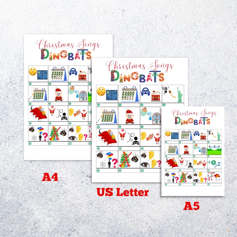 Printable Christmas Quiz Christmas Song Dingbats Game Fun Holiday Games ...