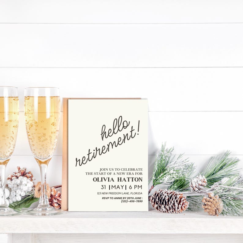 Printable Retirement Invitation Template Editable Minimalist Retirement ...