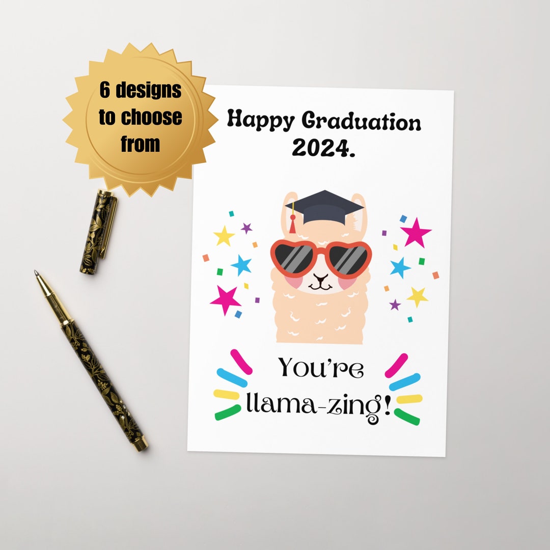 Llama Graduation Card for Graduate High School Graduation College ...
