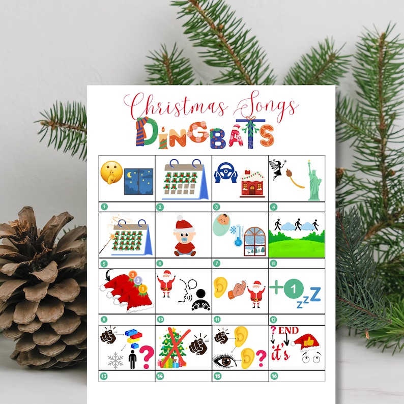 Printable Christmas Quiz Christmas Song Dingbats Game Fun Holiday Games ...