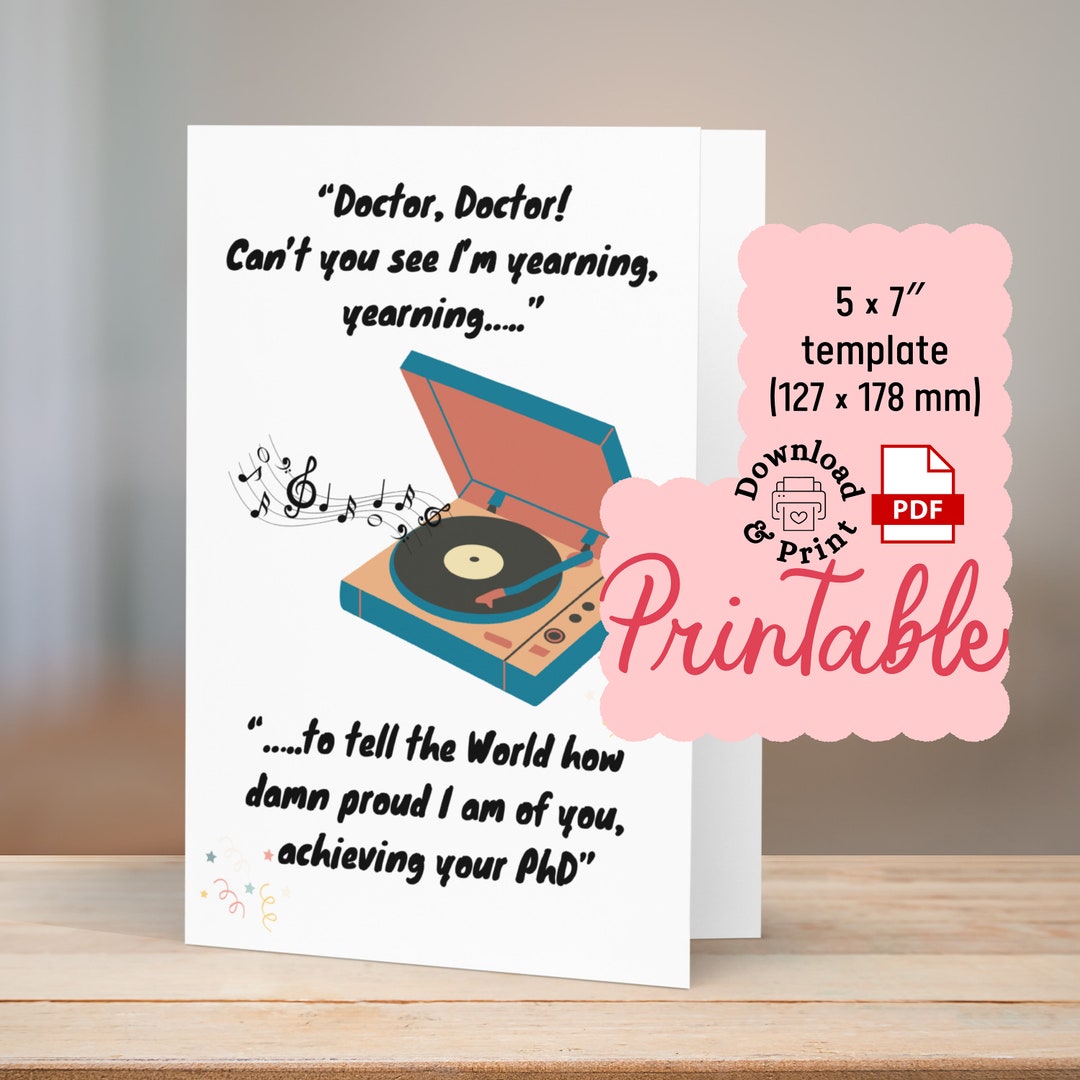 Funny Phd Graduation Digital Download Card for Phd Graduation Instant ...