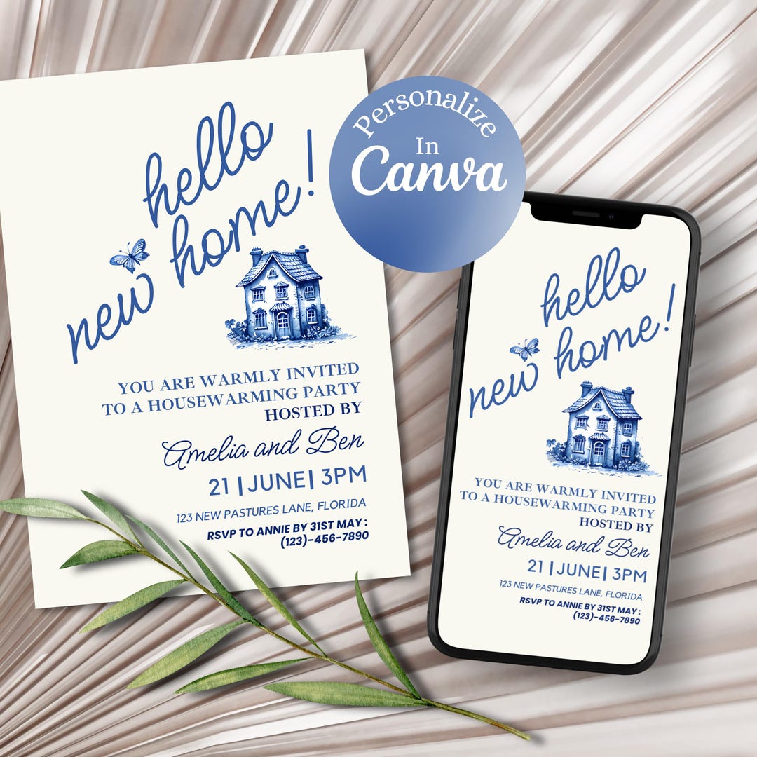 Printable Housewarming Invitation Template Editable Minimalist ...