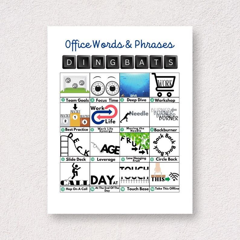 Office Jargon Dingbats Game: Printable Team Building Icebreaker (PDF ...