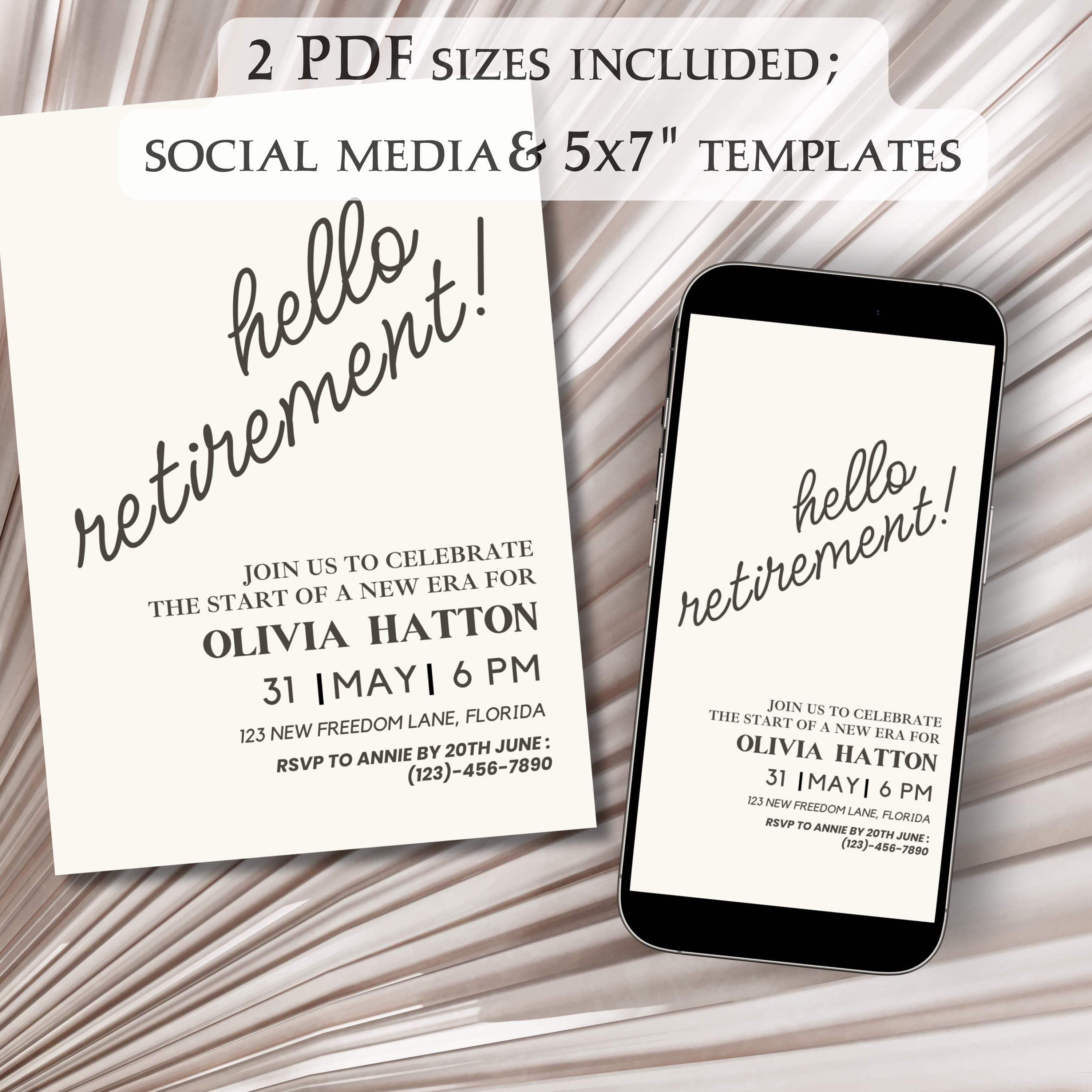 Minimalist Retirement Party Invitation Template (digital Download) - Etsy