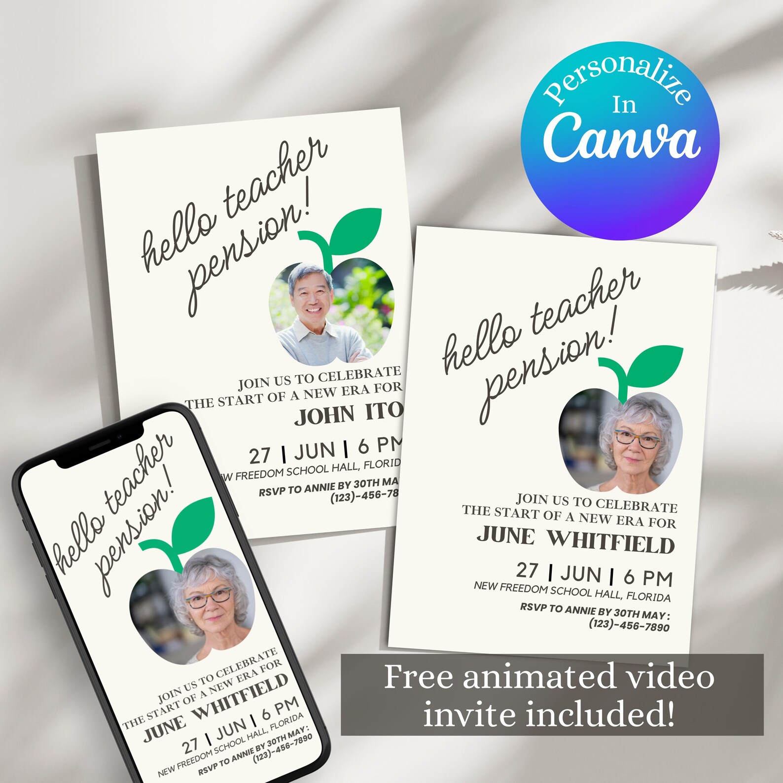 Teacher Retirement Invitation Template Editable Minimalist Principal ...