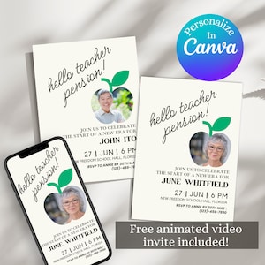 Teacher Retirement Invitation Template Editable Minimalist Principal ...