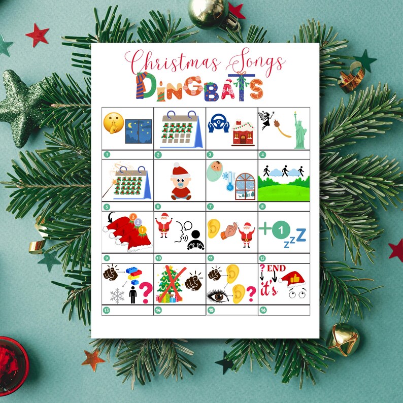 Printable Christmas Quiz Christmas Song Dingbats Game Fun Holiday Games ...