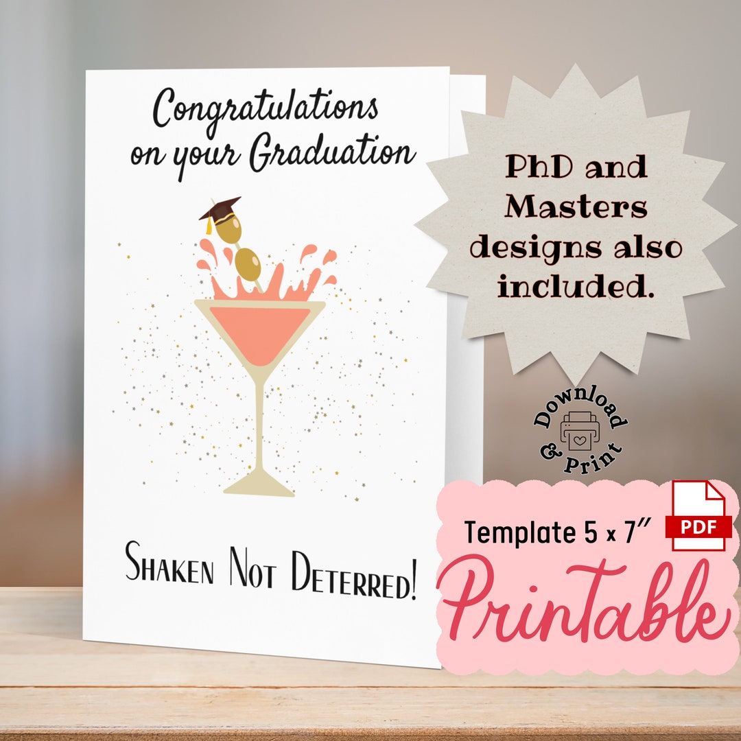 Printable Graduation Card PDF Graduation Card University Graduation Phd ...