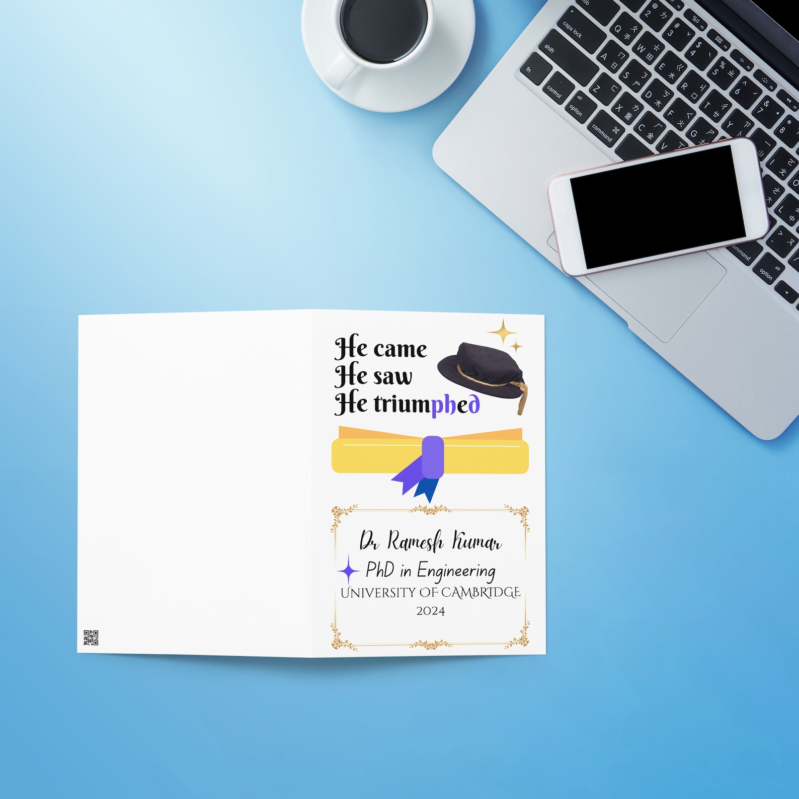Phd Graduation Card for Him: Doctoral Cap Design, Congratulations Gift ...