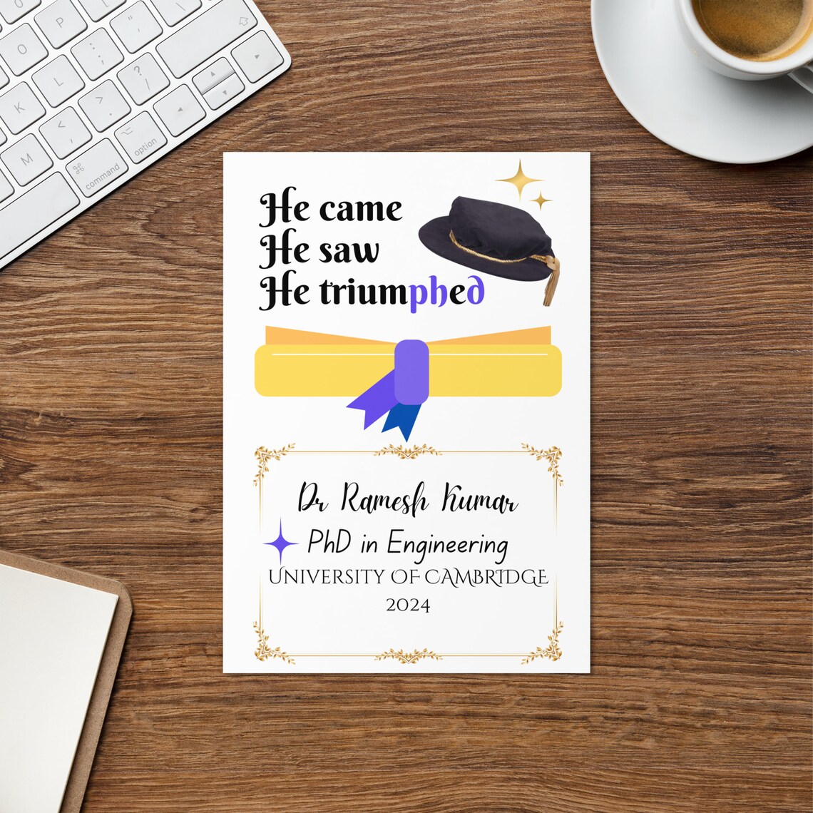 Phd Graduation Card for Him: Doctoral Cap Design, Congratulations Gift ...