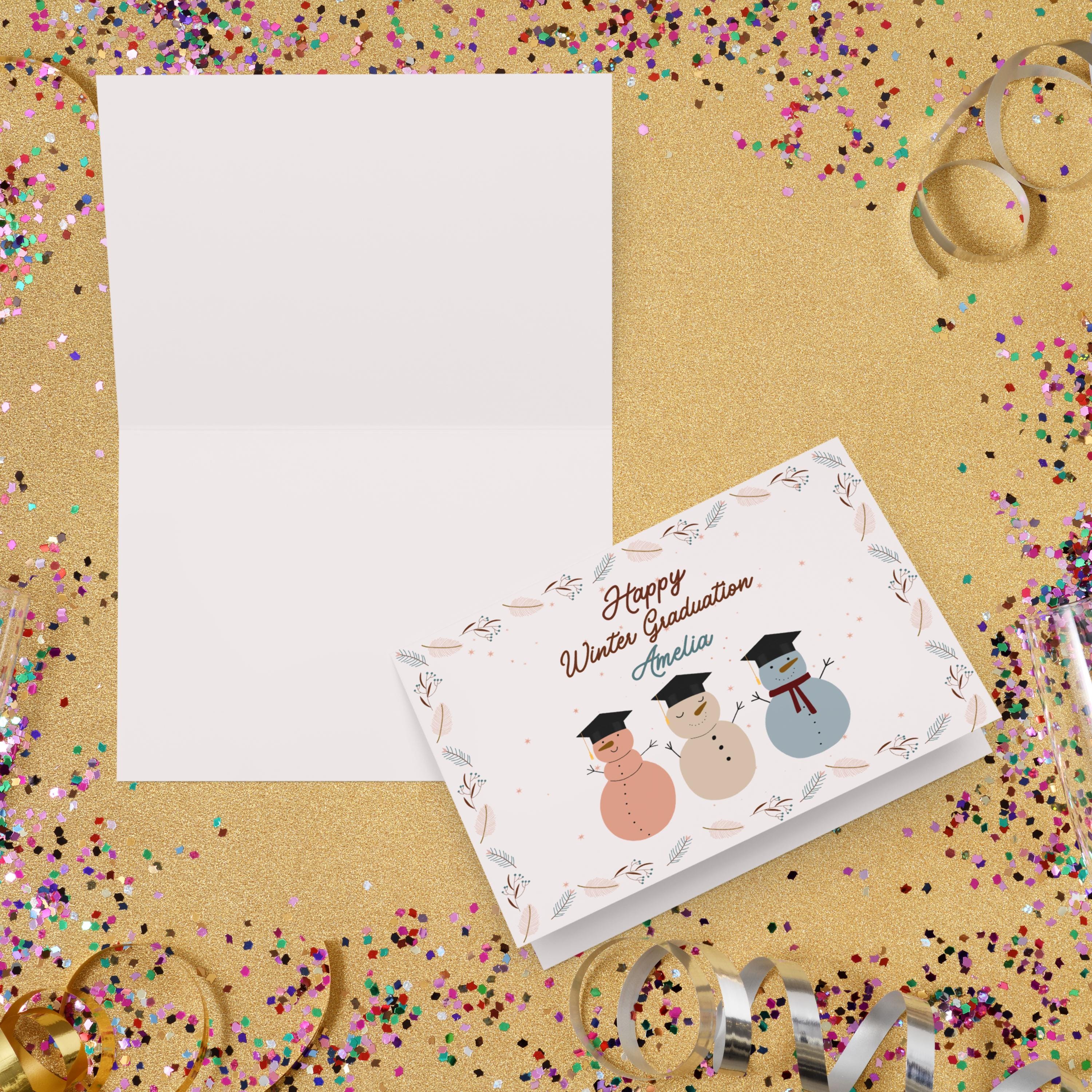 Printable Canva Template Personalized Winter Graduation Card, Winter ...