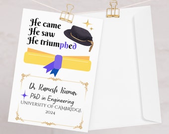 PHD Graduation Card, Personalized Doctor Graduation Card, Phd ...
