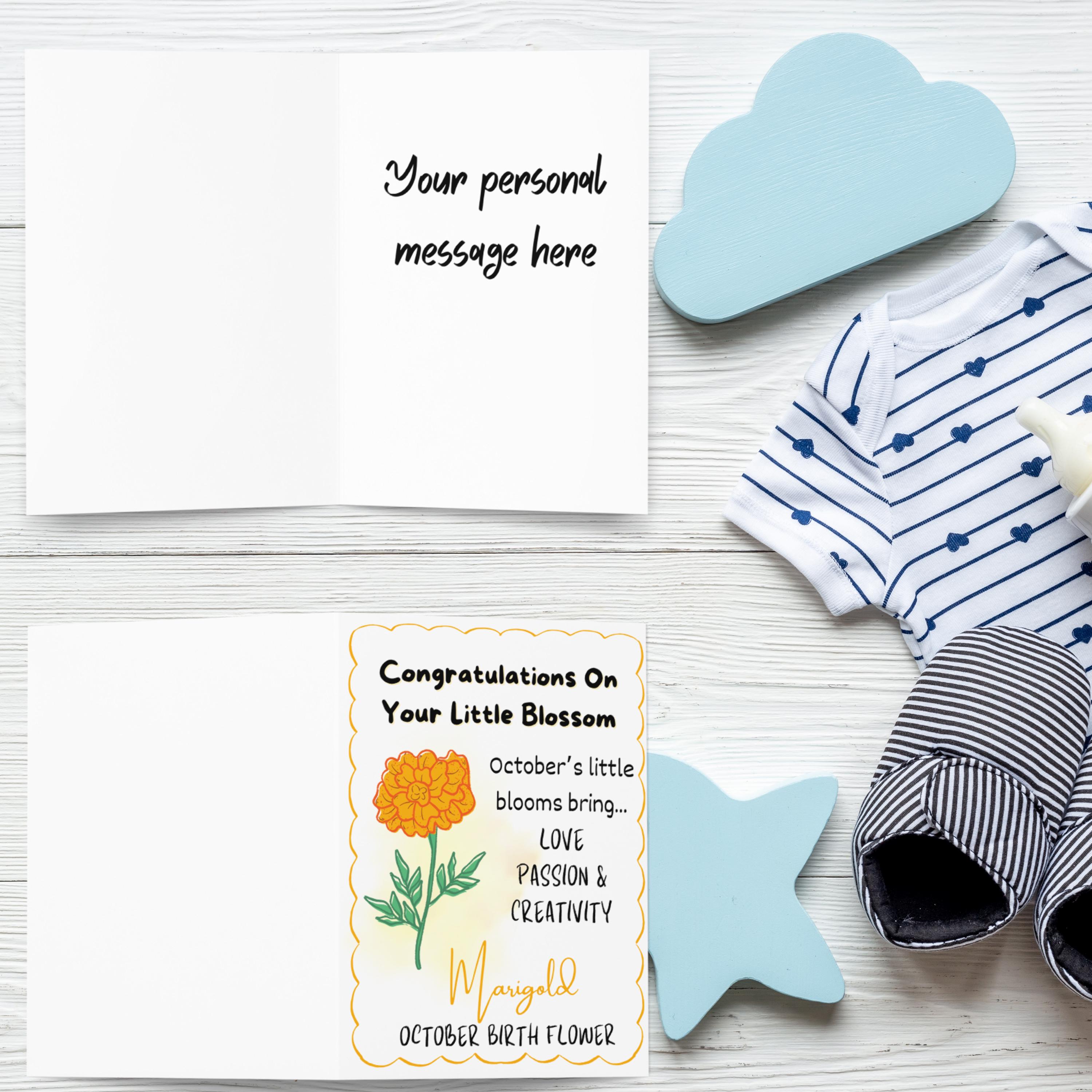 New Baby Birth Flower Card Digital Download Card for New Born Instant ...