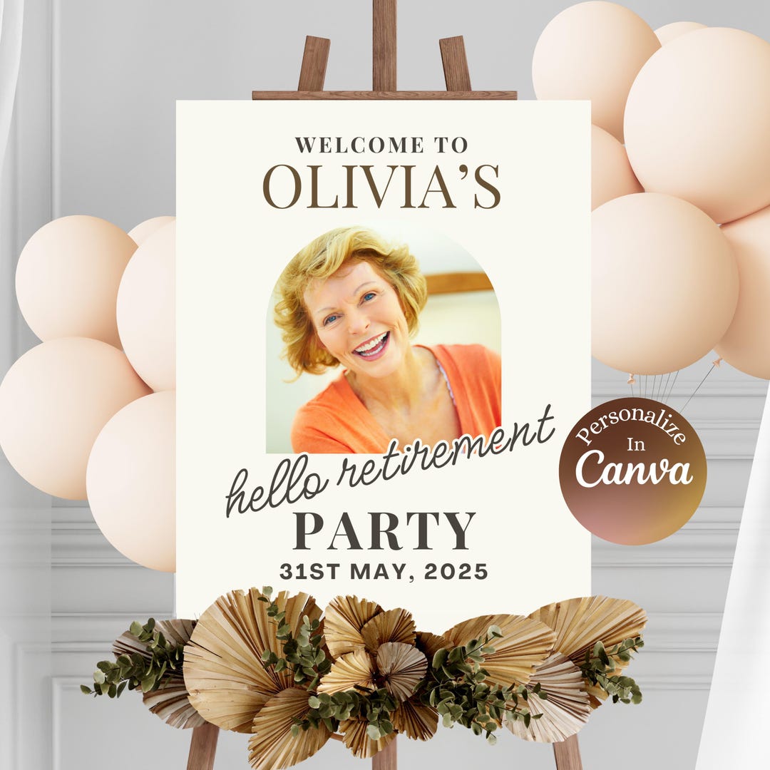 Minimalist Retirement Party Sign Template: Editable Welcome Poster ...