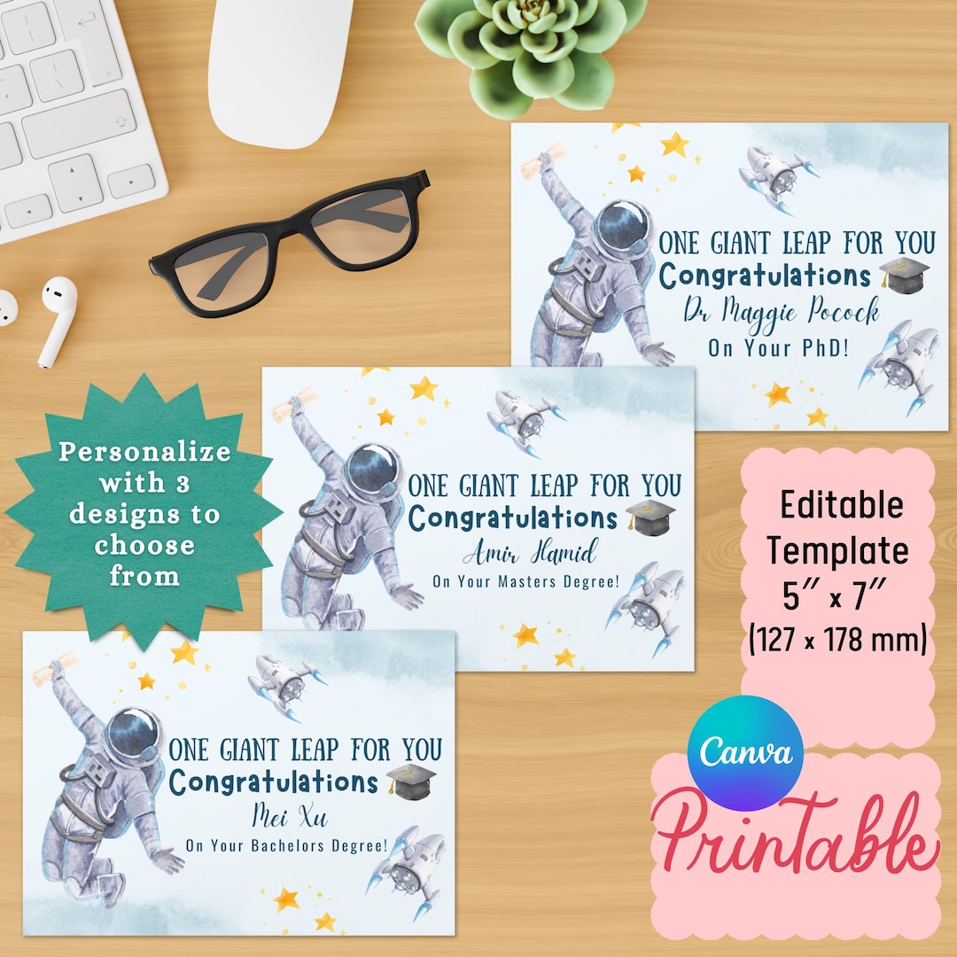Printable Canva Template Phd Card for Doctor Graduation Card for ...