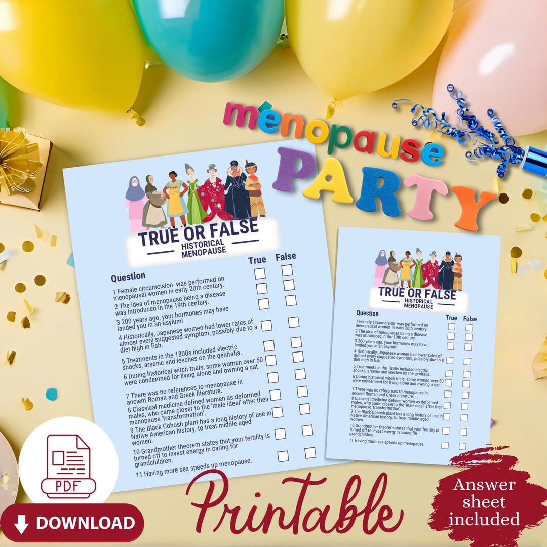 Menopause Trivia Game: Fun Girls Night Party (printable PDF) - Etsy