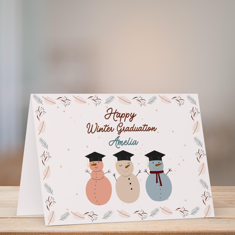 Printable Canva Template Personalized Winter Graduation Card, Winter ...