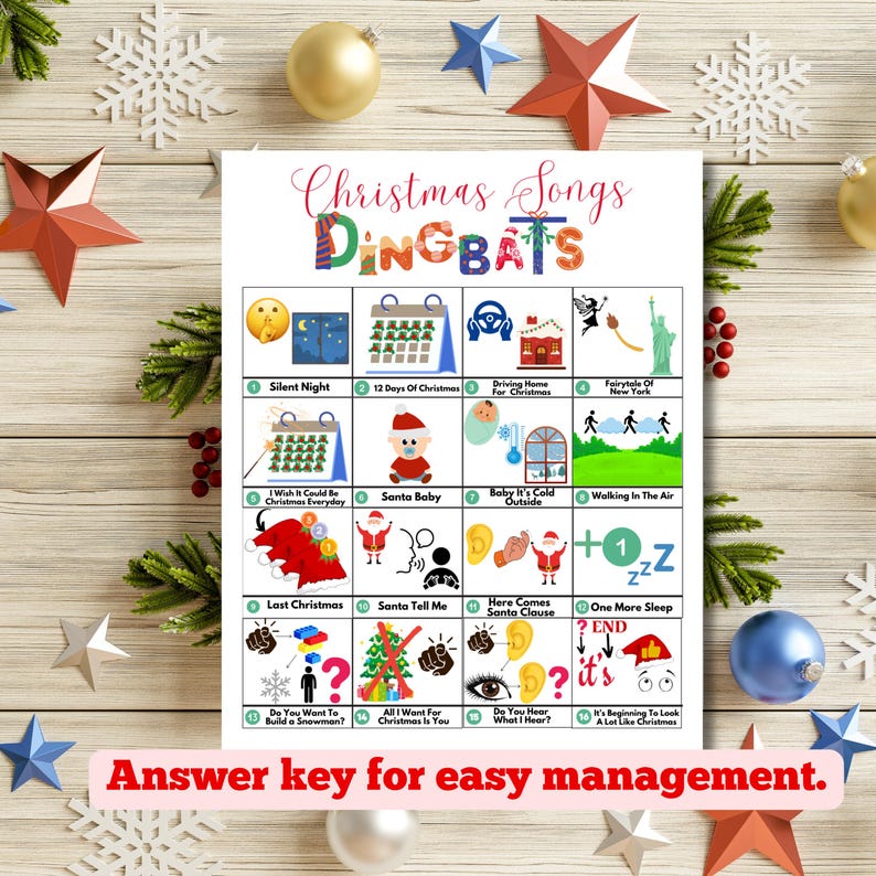 Printable Christmas Quiz Christmas Song Dingbats Game Fun Holiday Games ...