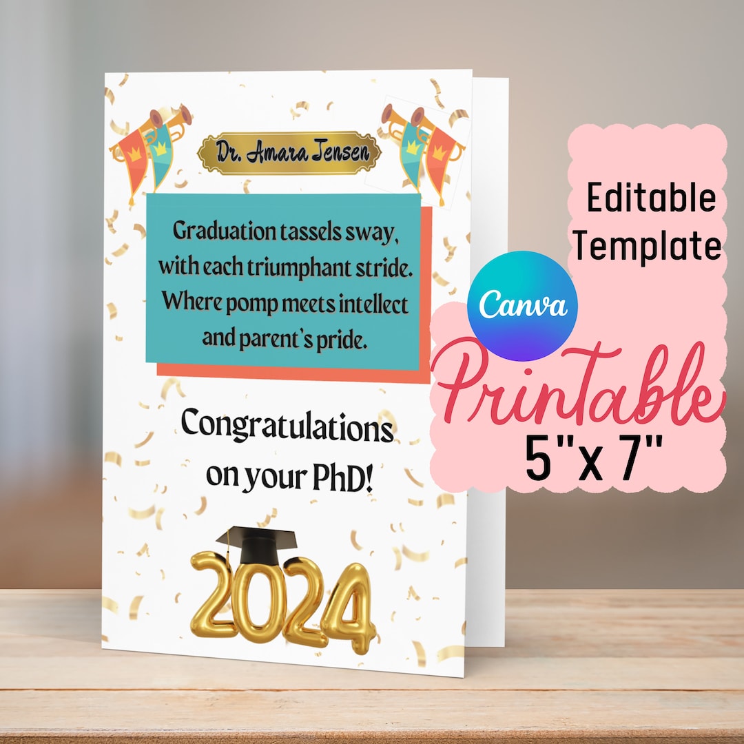 Phd Graduation Digital Download Card for Phd Graduation Instant ...