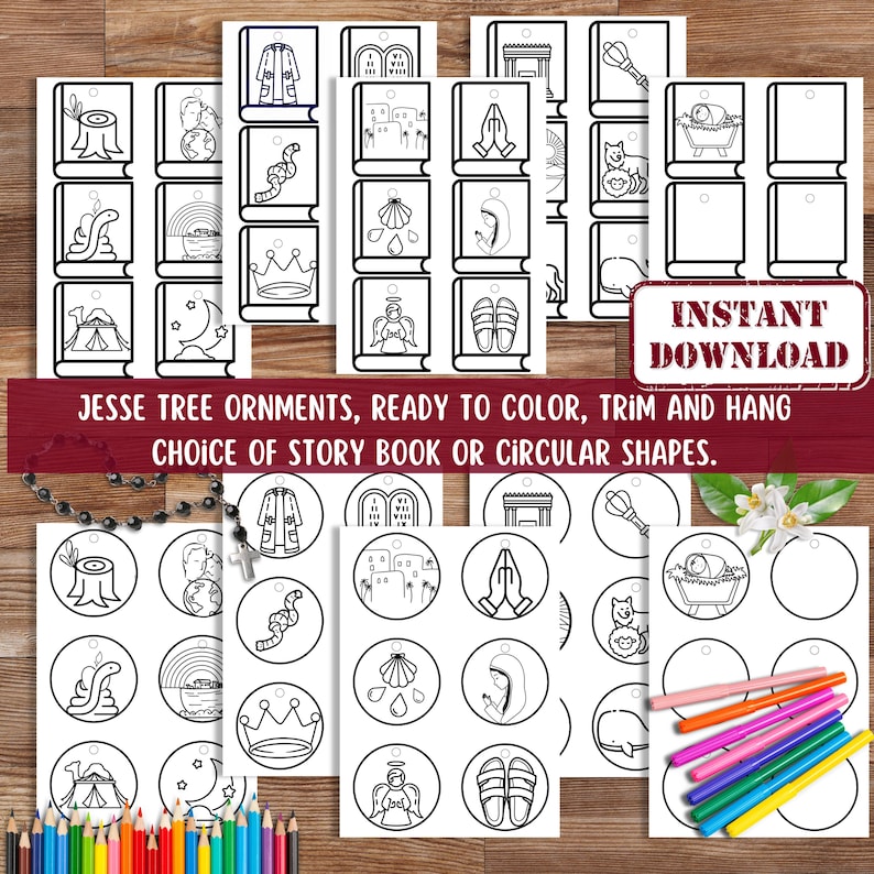 Printable Jesse Tree Ornaments, Jesse Tree Activity, Catholic Advent ...