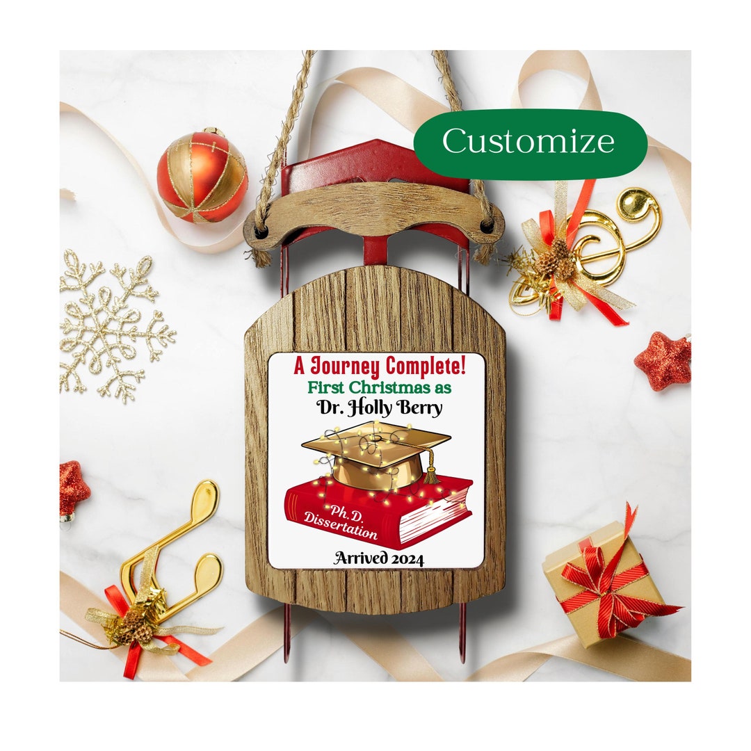 Custom Phd Christmas Ornament, Phd Sled Ornament, Phd Graduation Gift ...