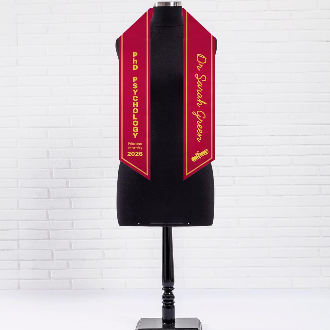 Personalized Phd Graduation Stole | Doctorate Sash With Gold Trim ...