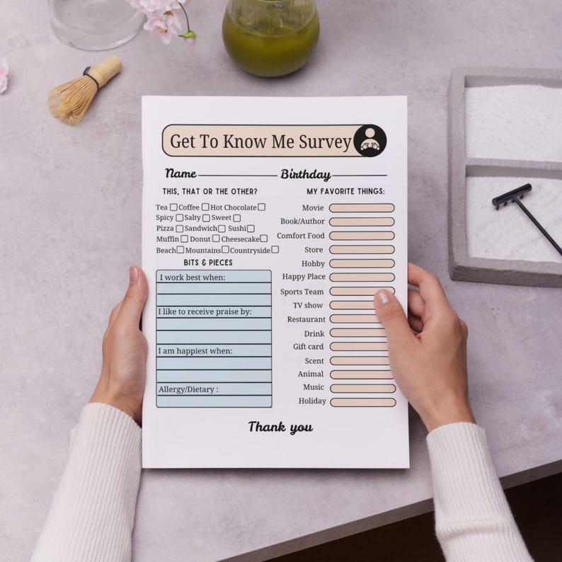 Team Building Get to Know Me Questionnaire Printable All About Me for ...