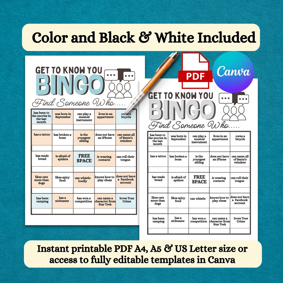 Printable Team Building Get to Know You Bingo Icebreaker Networking ...
