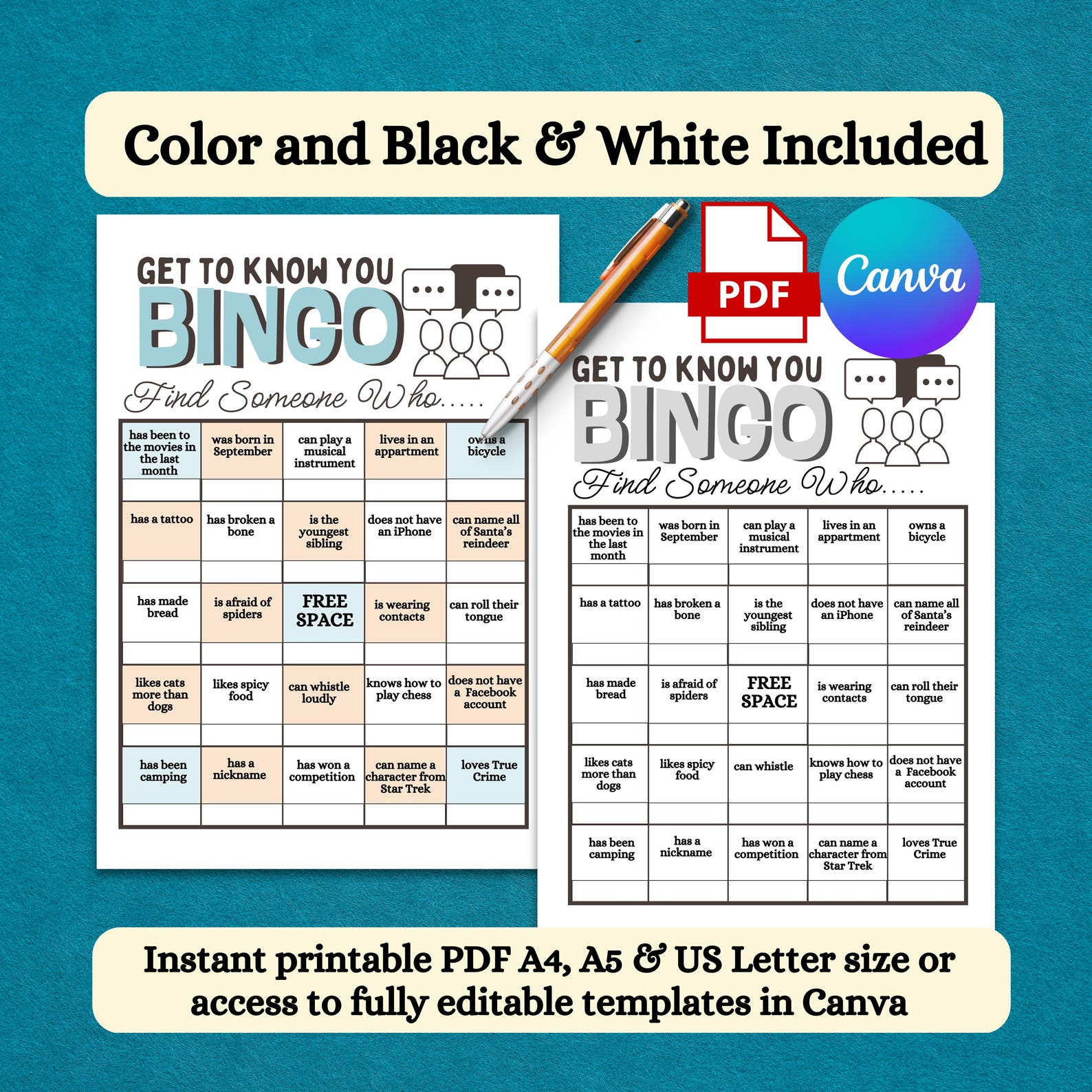 Printable Team Building Get to Know You Bingo Icebreaker Networking ...