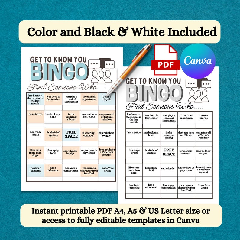Printable Team Building Get to Know You Bingo Icebreaker Networking ...