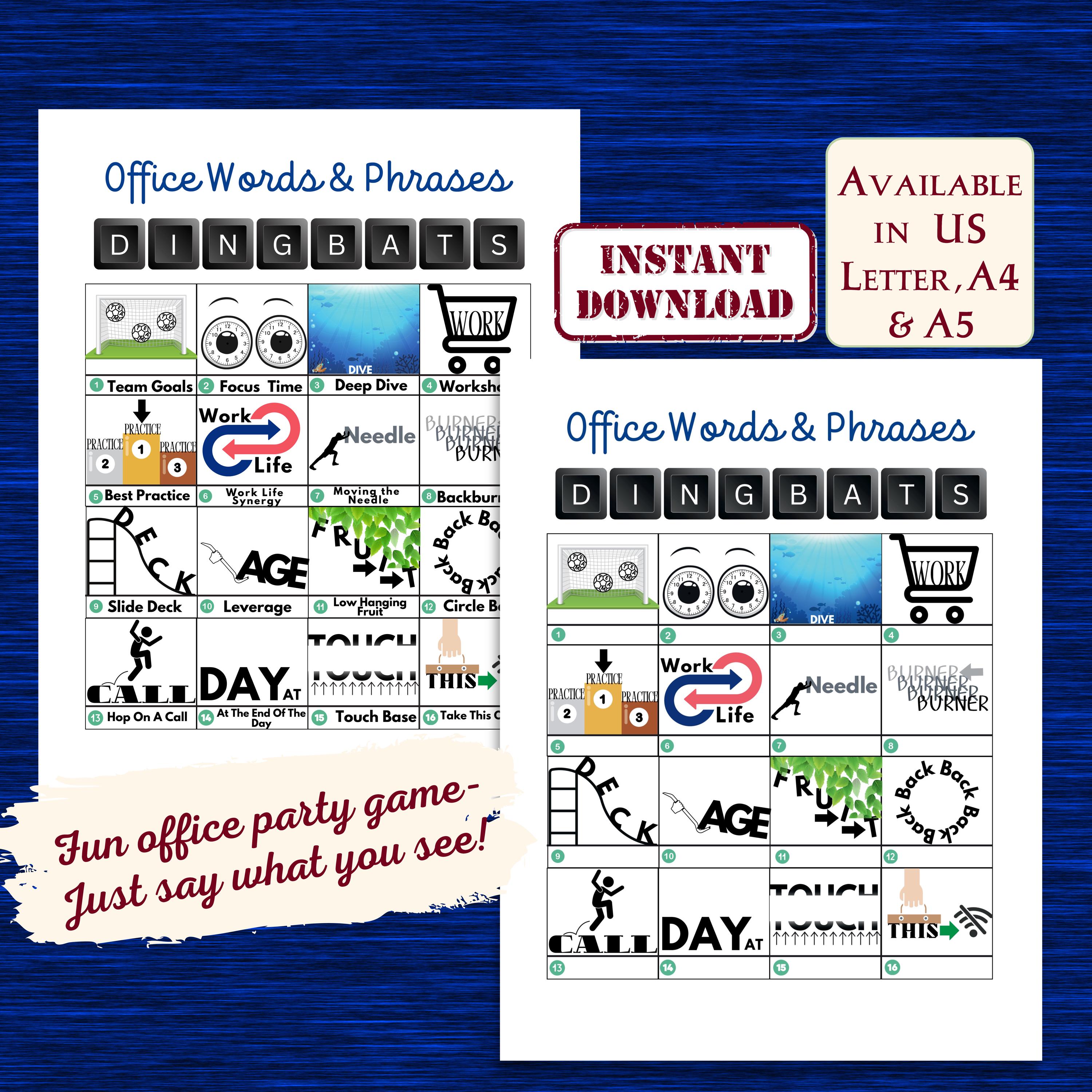 Printable Office Games Team Building Games Office Dingbats Get to Know ...