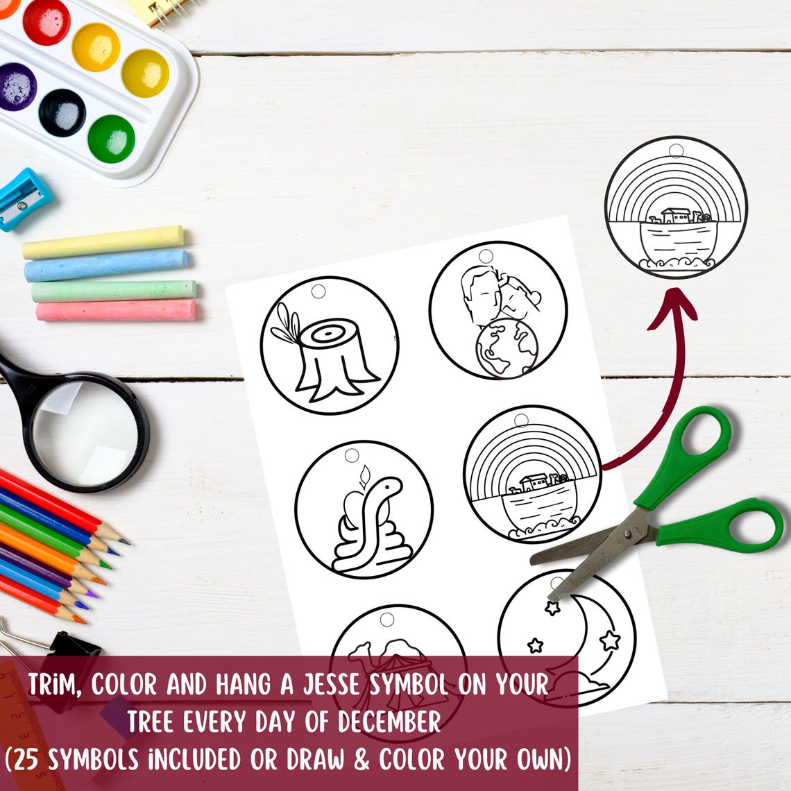 Printable Jesse Tree Ornaments, Jesse Tree Activity, Catholic Advent ...