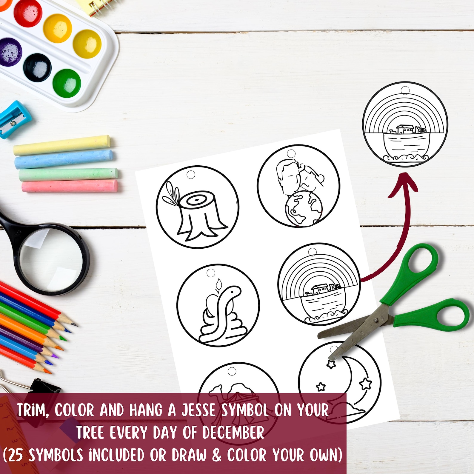 Printable Jesse Tree Ornaments, Jesse Tree Activity, Catholic Advent ...