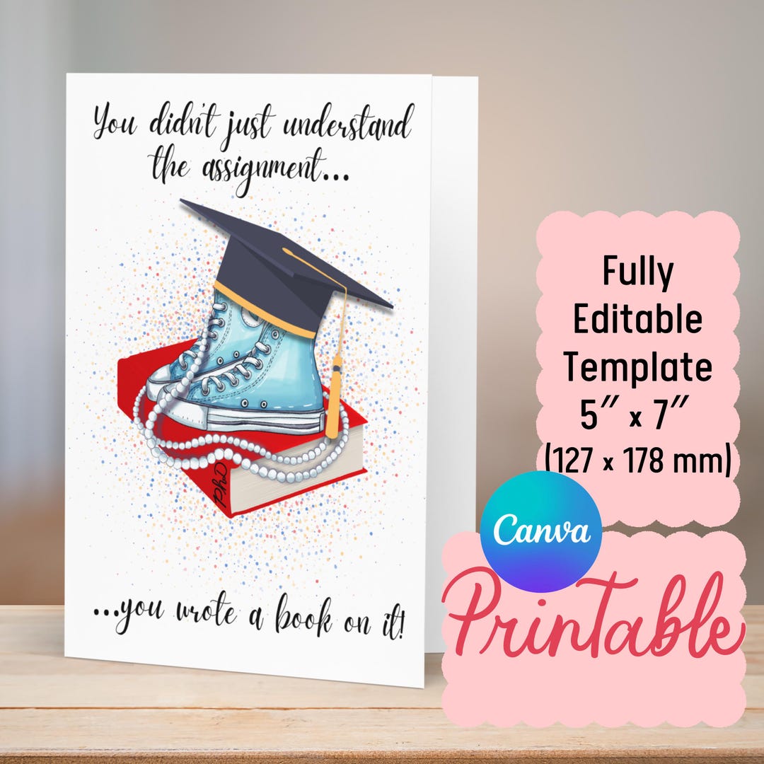 Printable Phd Graduation Card Canva Template Politics Graduation ...