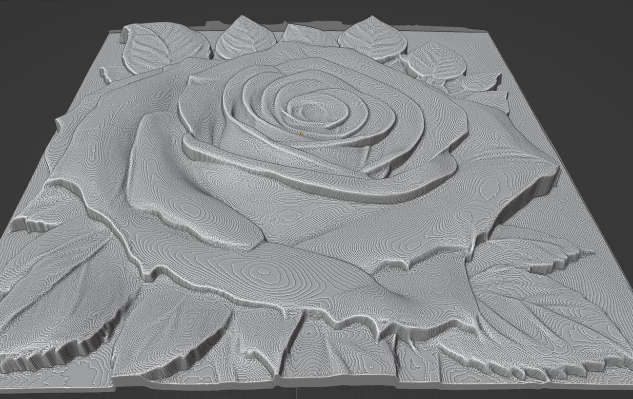 Rose Bas Relief STL File for CNC | Elegant 3D Model for Woodworking and ...