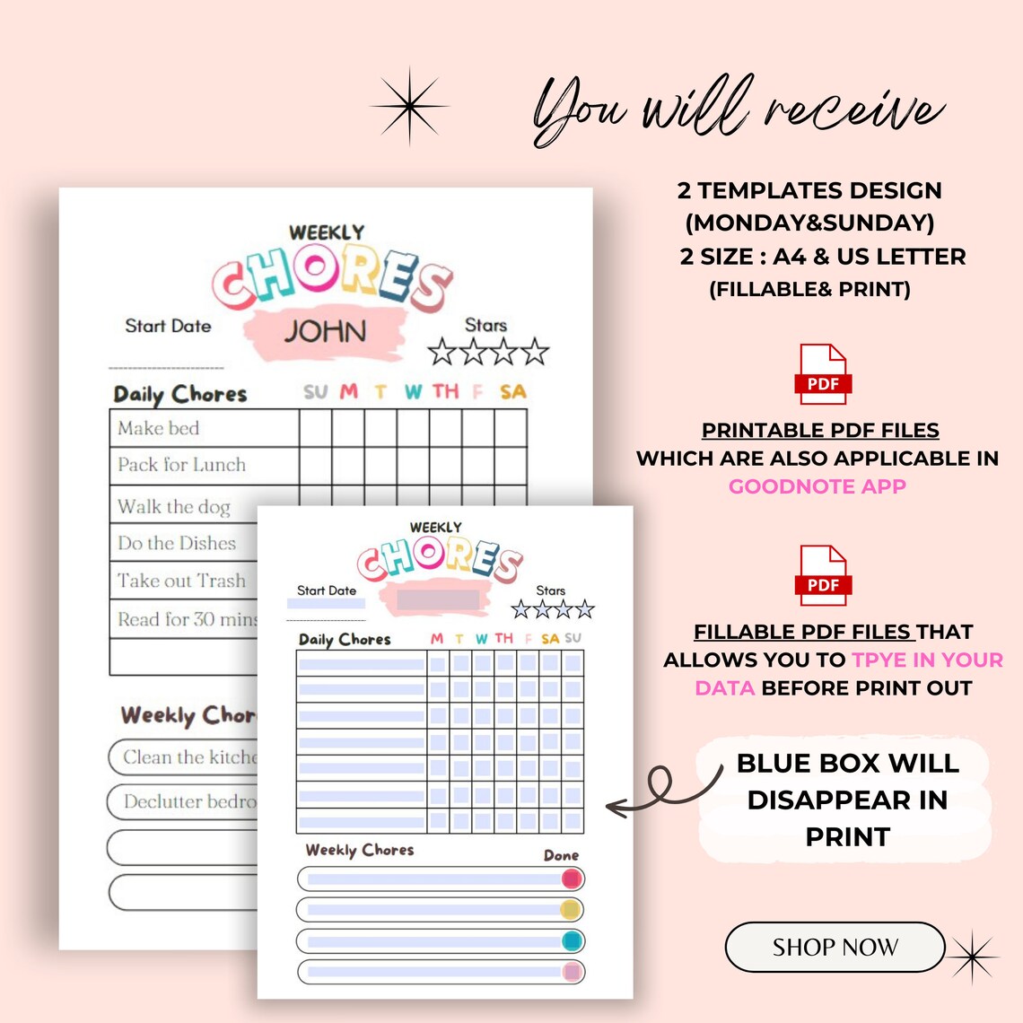 Kids Chore Responsibility Chart PDF, Chore Chart Daily & Weekly, Kids ...