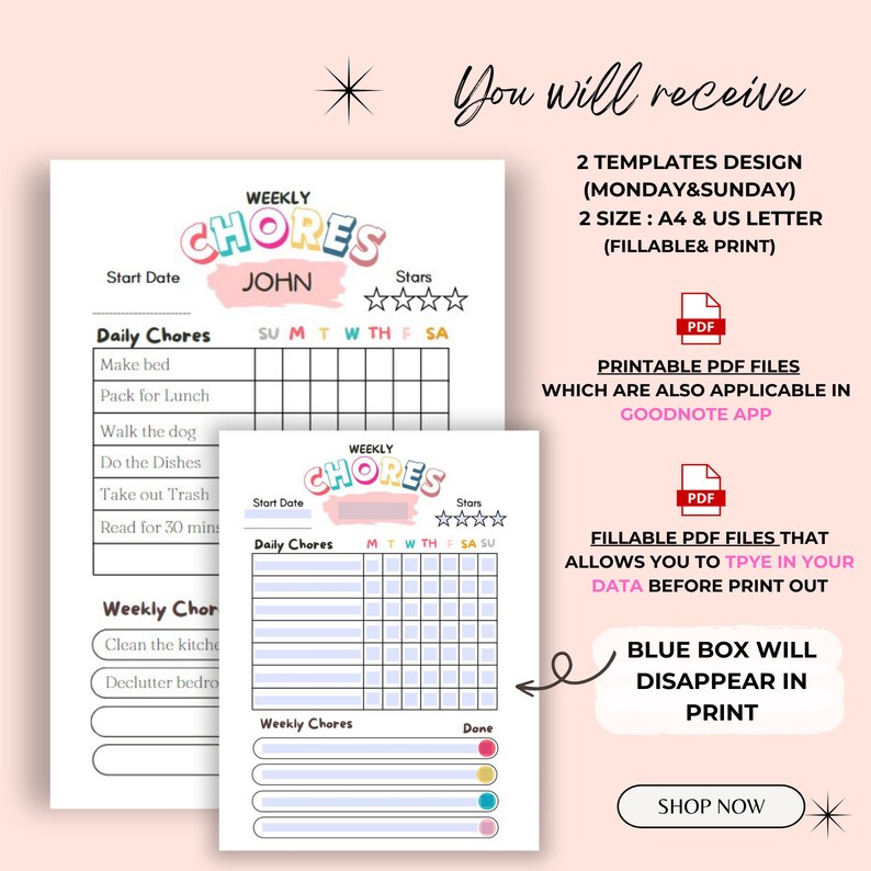 Kids Chore Responsibility Chart PDF, Chore Chart Daily & Weekly, Kids ...