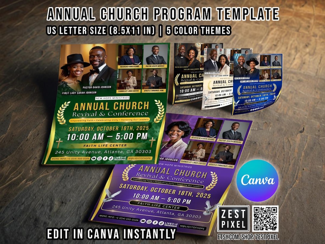 Editable Church Program Template: Revival, Anniversary, Conference ...