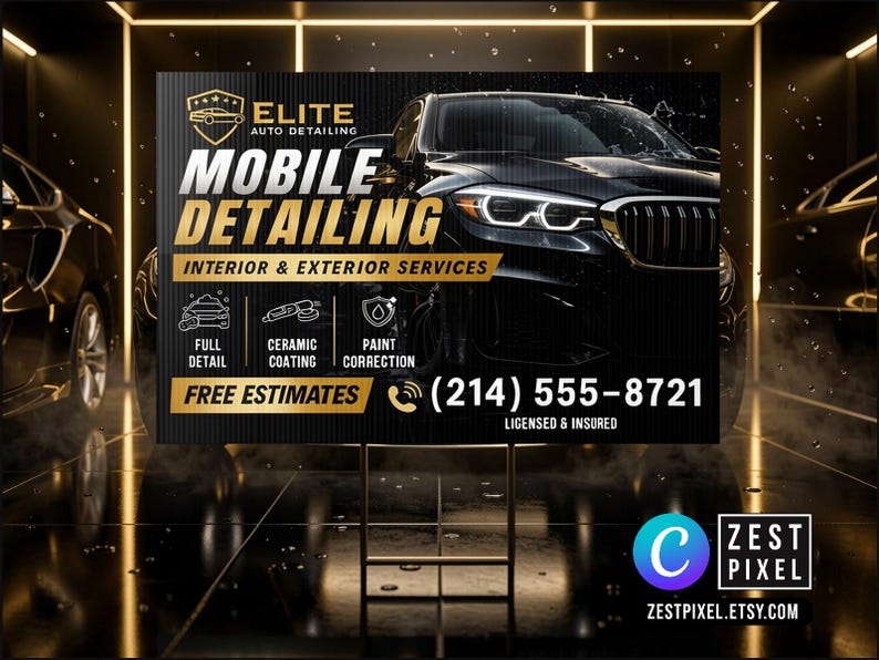 Canva Auto Detailing Flyer Template: Mobile Car Wash Marketing (digital ...