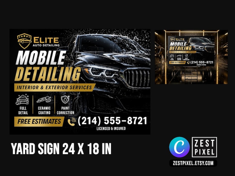 Canva Auto Detailing Flyer Template: Mobile Car Wash Marketing (digital ...