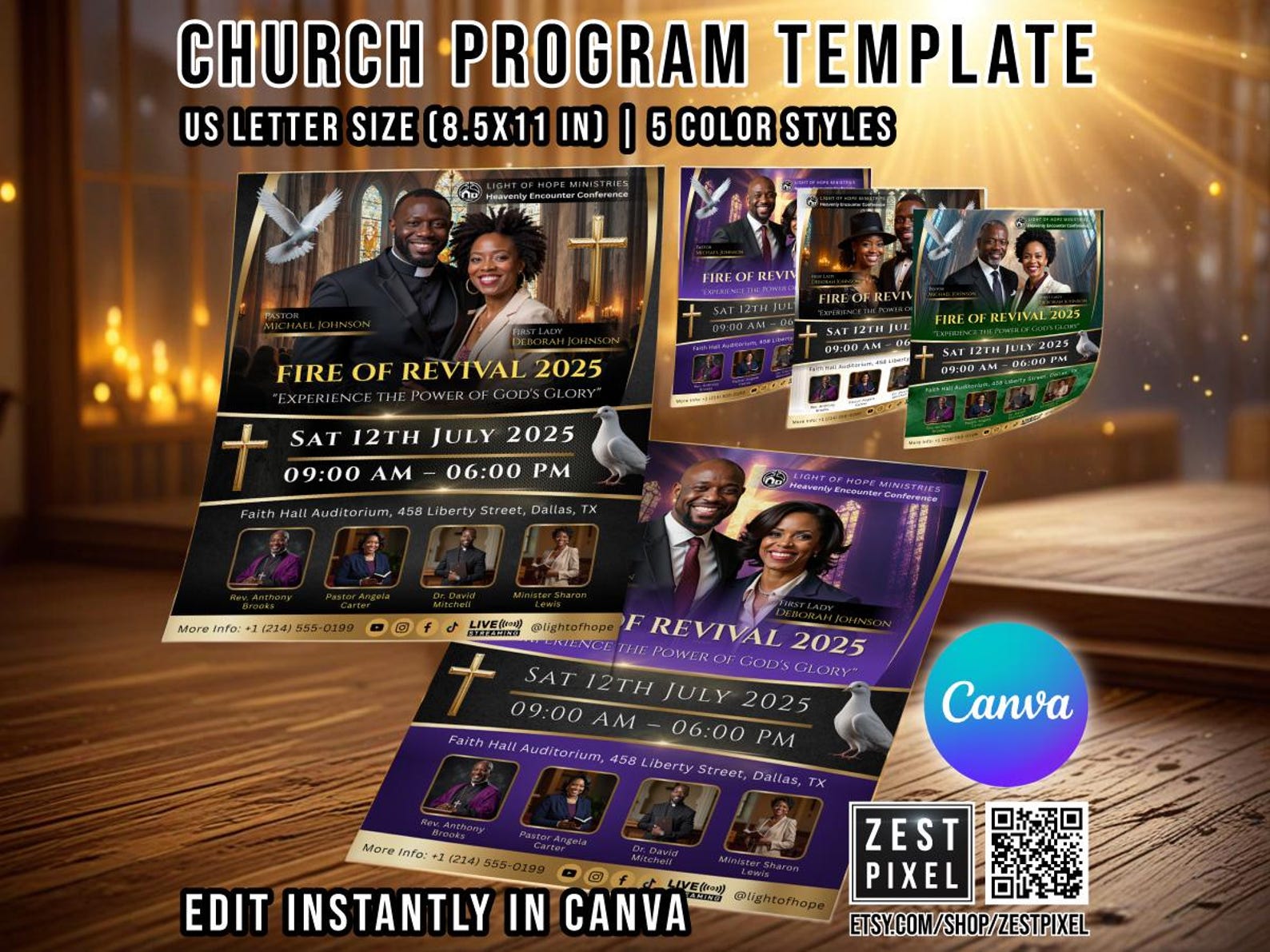 Editable Church Program Template | Pastor Appreciation Service, Elegant ...