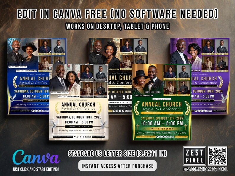 Editable Church Program Template: Anniversary, Pastor Appreciation ...