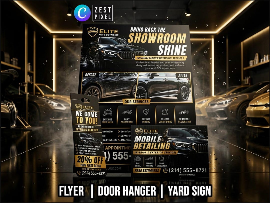 Canva Auto Detailing Flyer Template: Mobile Car Wash Marketing (digital ...