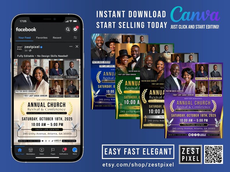 Editable Church Program Template: Anniversary, Pastor Appreciation ...
