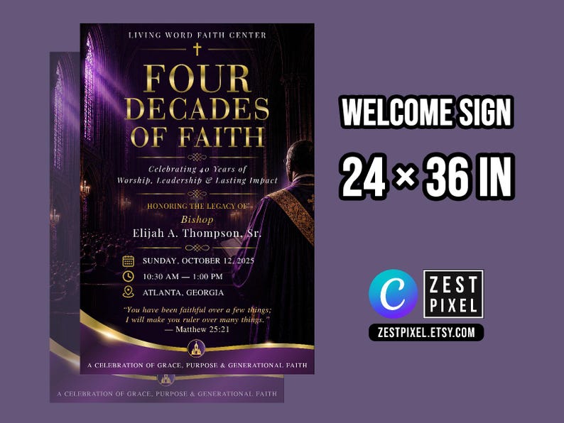 Church Anniversary Canva Bundle: Program, Welcome Sign, Social Media ...