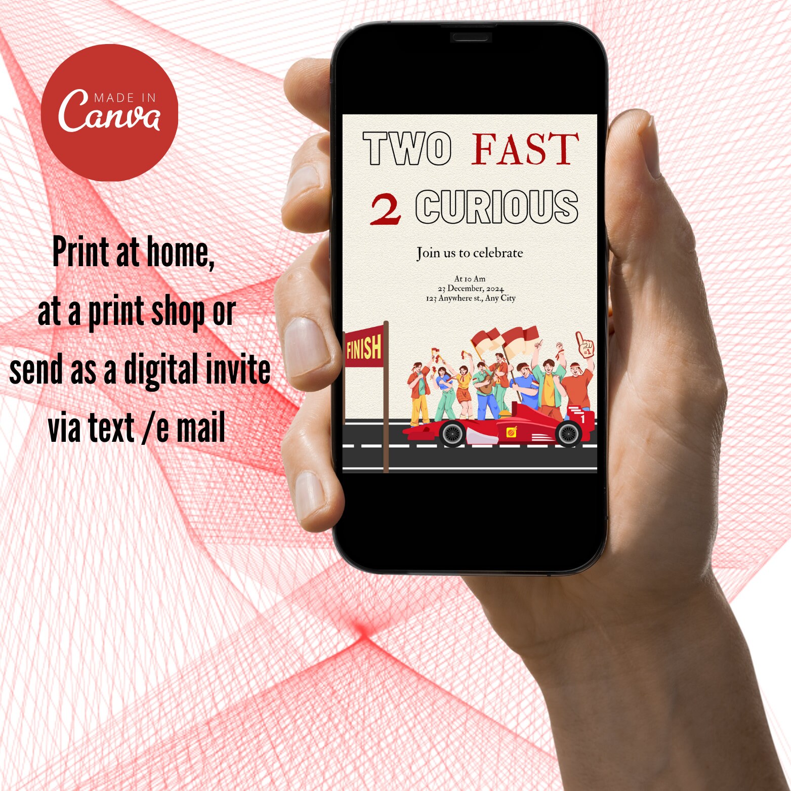 Editable Car Birthday Invitation Template, Birthday Phone Invitations ...