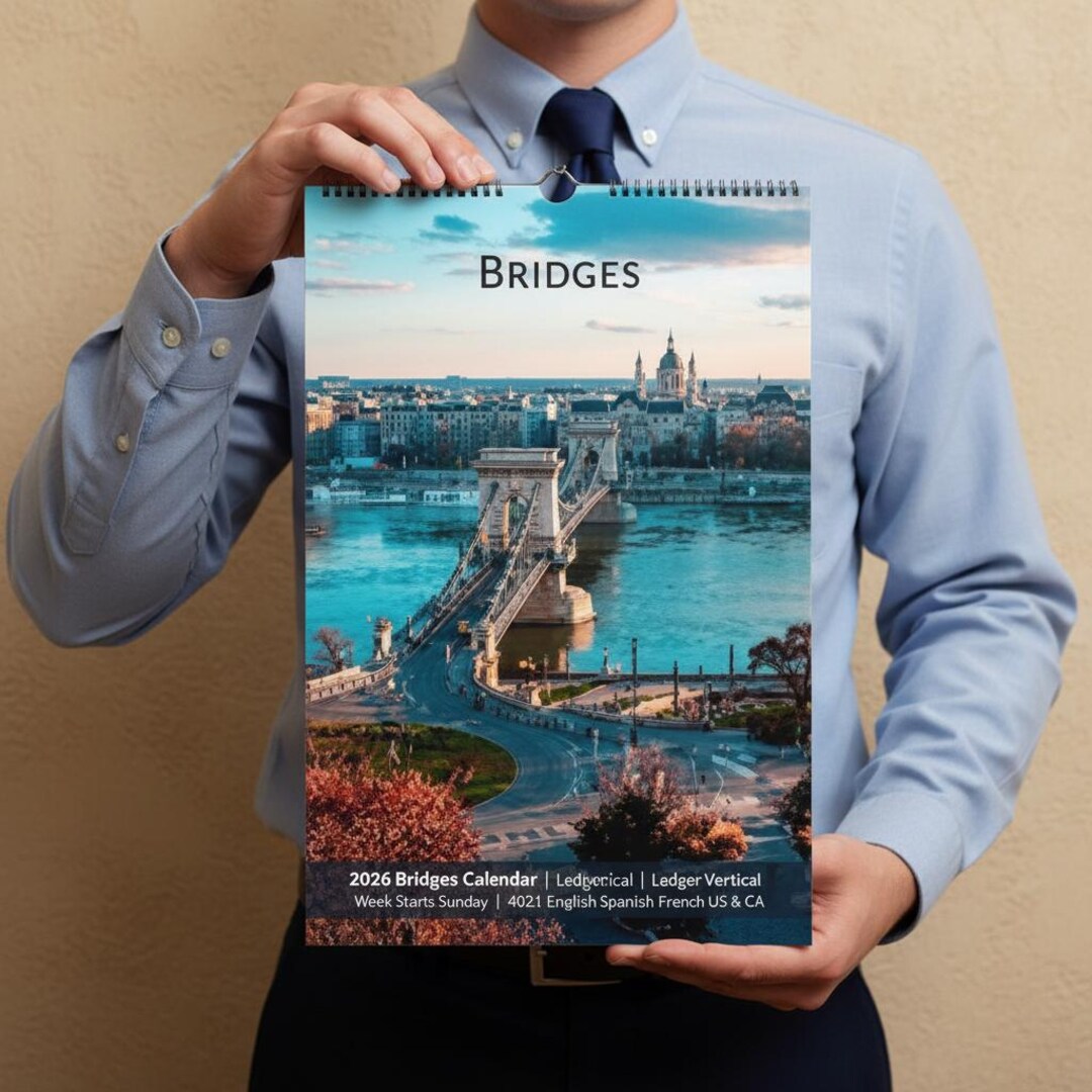 2026 Bridges Calendar | A3 Vertical | Week Starts Monday | 4021 English ...