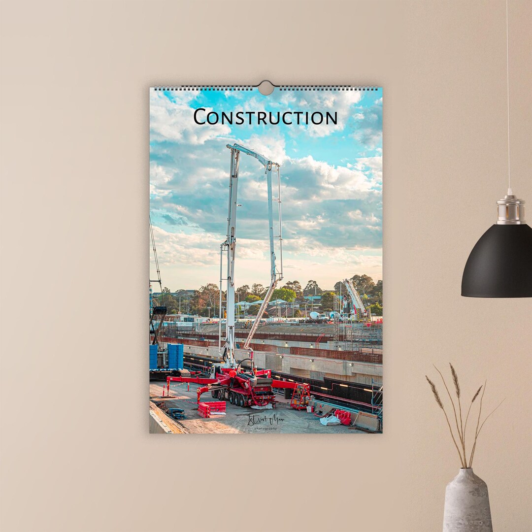 2026 Construction Wall Calendar | A3 Vertical | Week Starts Sunday ...