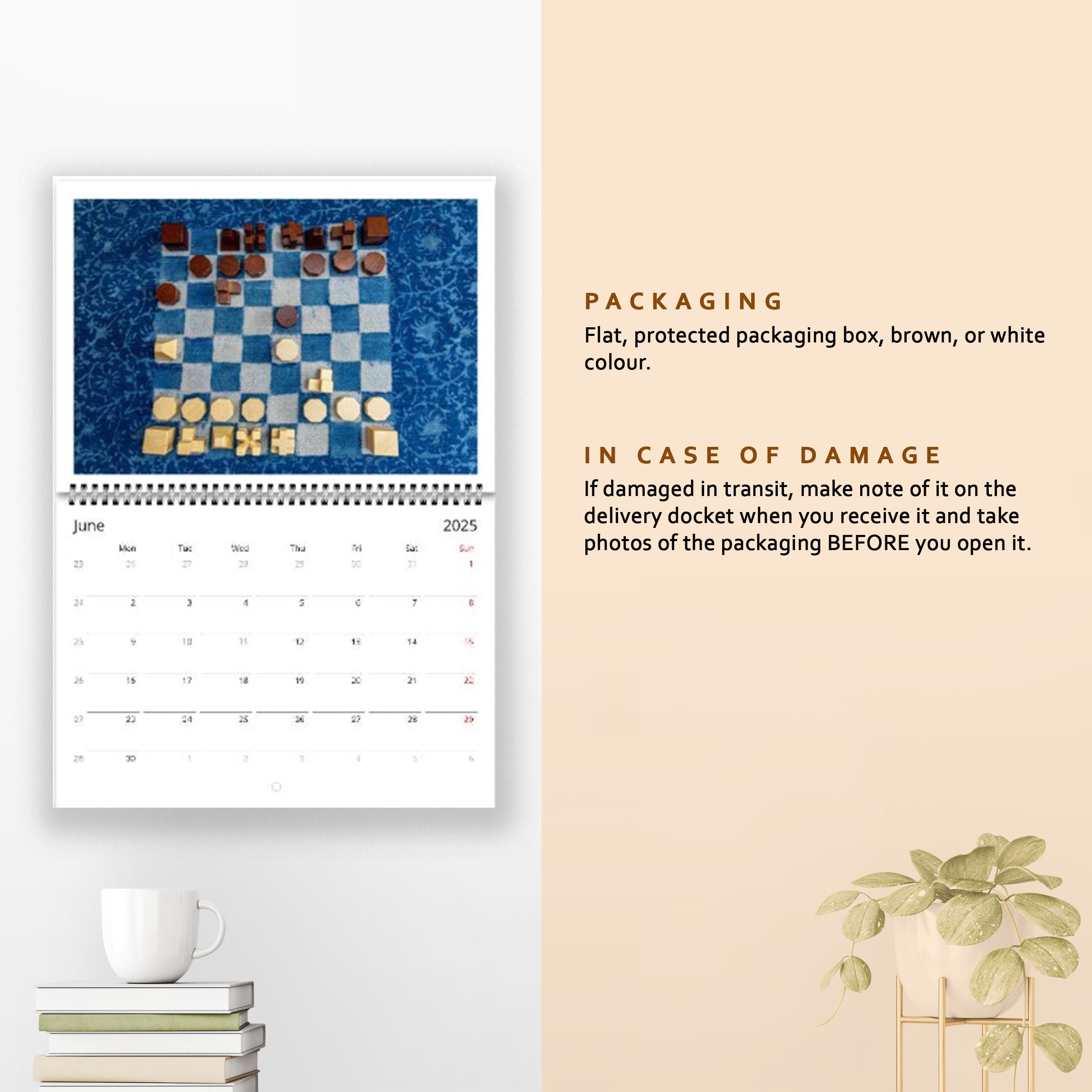 2025 Chess Wall Calendar A4 Horizontal Spanish Week Start Monday 4890 ...